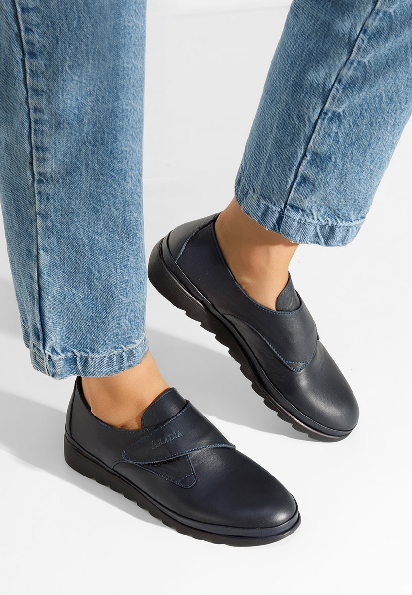 Δερμάτινα μοκασινια γυναικεια Asti μπλε Zapatos