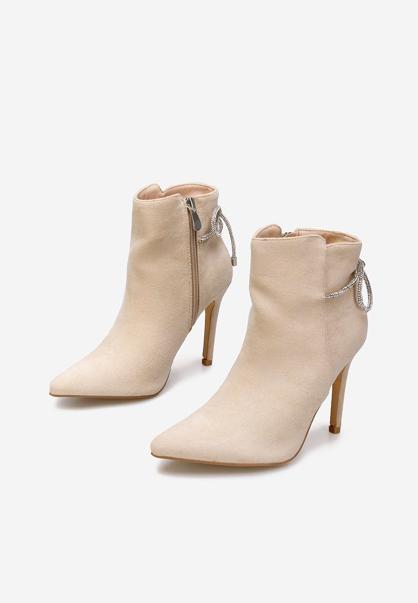 Μποτάκια με λεπτο τακουνι μπεζ Mara Zapatos