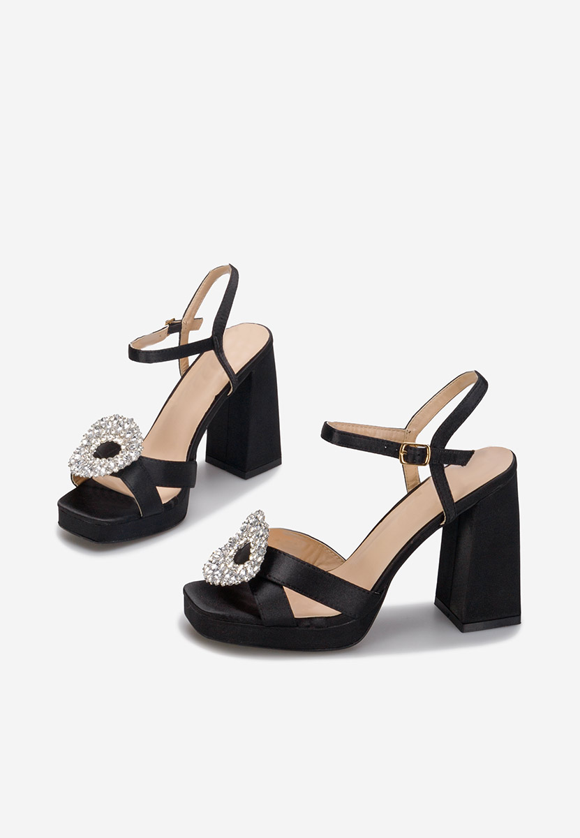 Πέδιλα με χοντρο τακουνι Aida Μαύρα Zapatos
