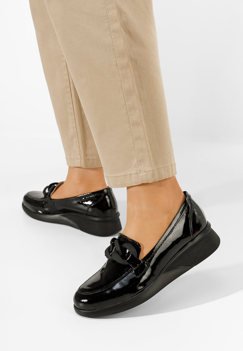Δερμάτινα μοκασινια γυναικεια Leslie V2 μαύρα Zapatos