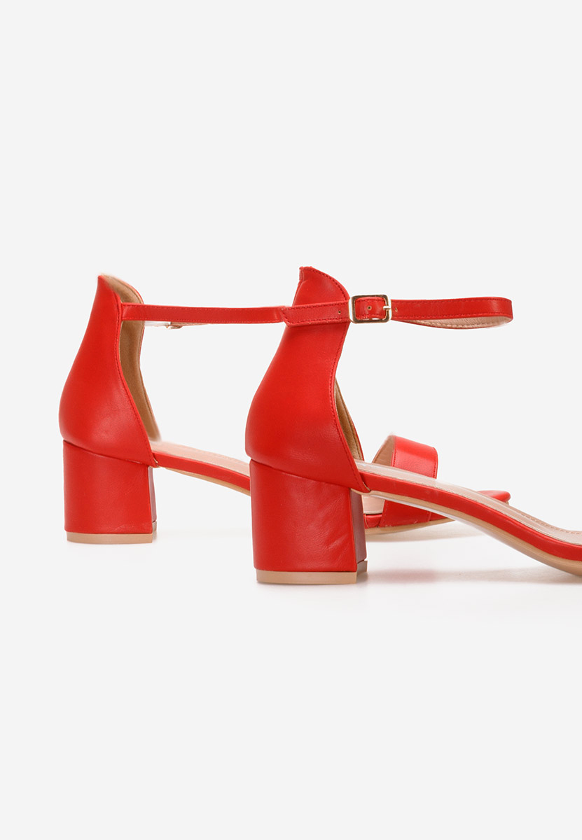 Πέδιλα με χοντρο τακουνι Devora κοκκινο Zapatos