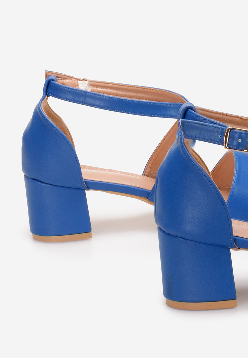 Πέδιλα με χοντρο τακουνι Kolina μπλε Zapatos