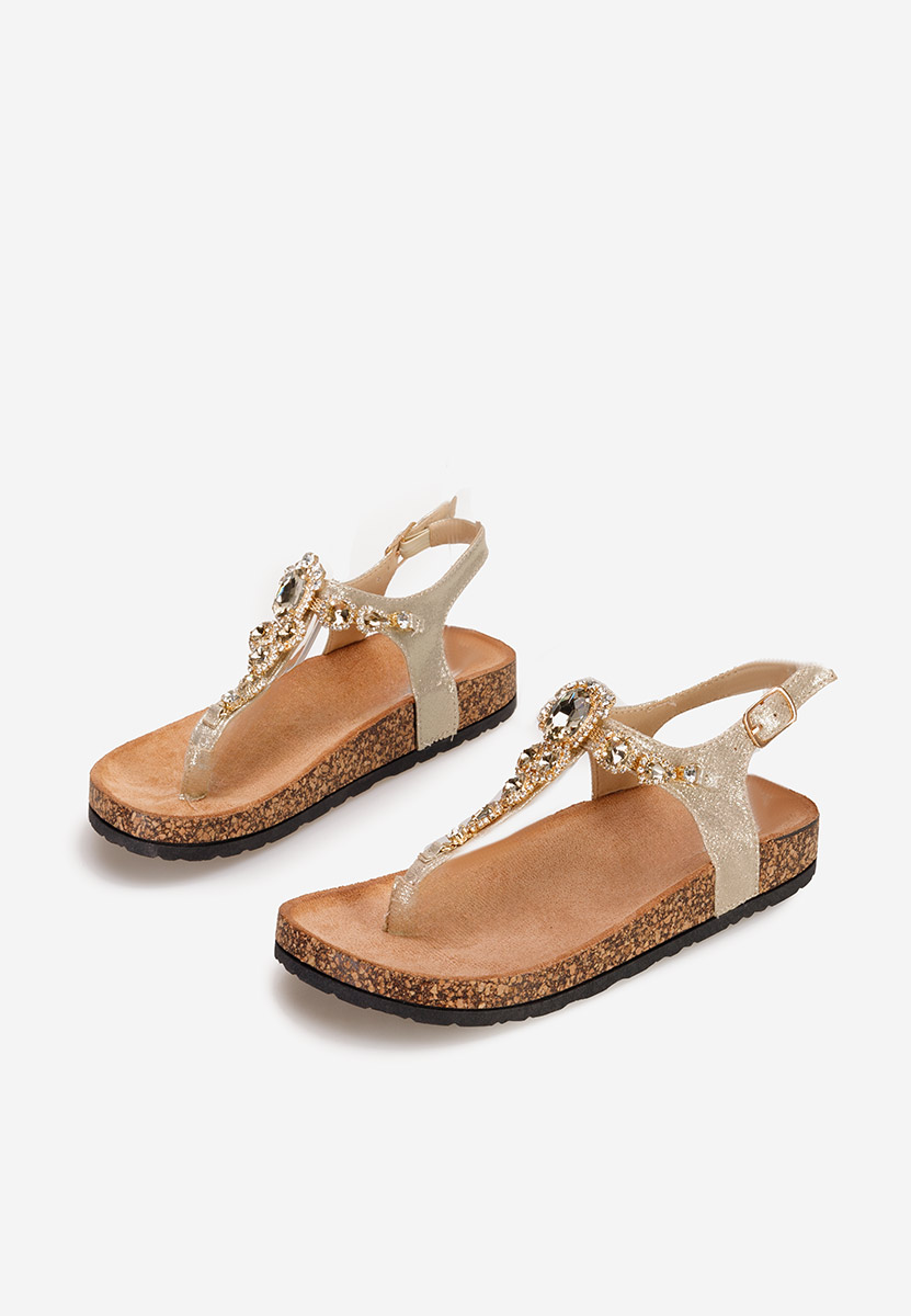 Πεδιλα με στρασ Zarisa χρυσο Zapatos