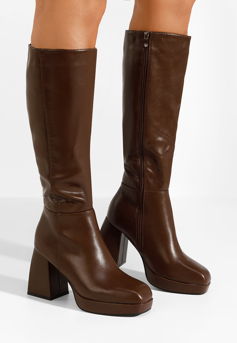 Μπότες με Τακούνι Acanora V2 καφε Zapatos