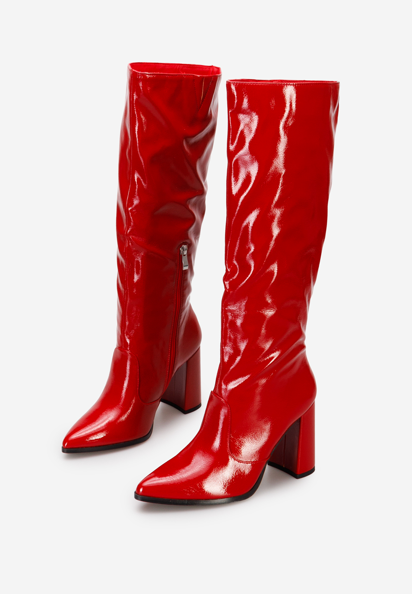 Μπότες με χοντρό τακούνι Idylle κοκκινο Zapatos