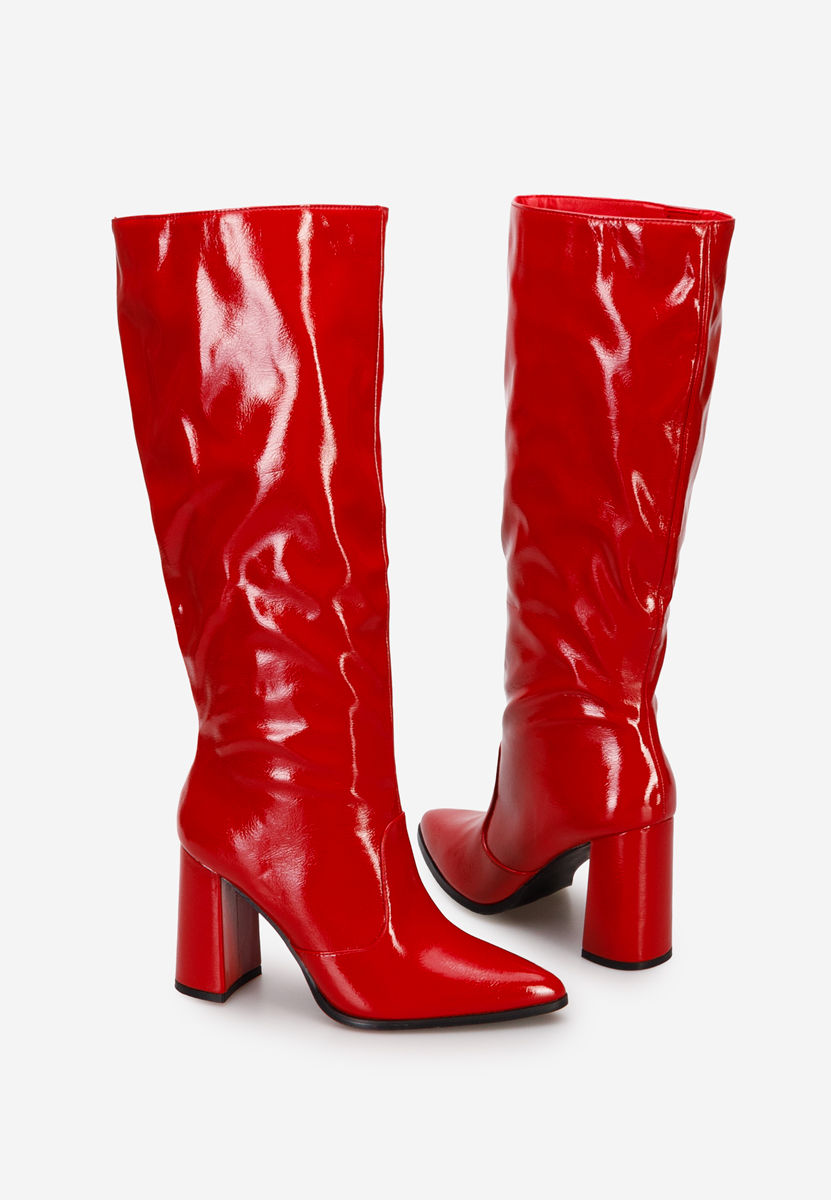 Μπότες με χοντρό τακούνι Idylle κοκκινο Zapatos