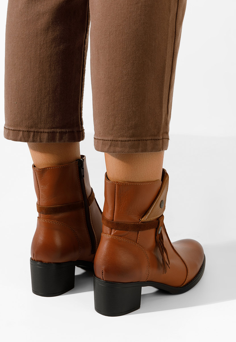 Δερμάτινα γυναικεία μποτάκια Madeira καφε Zapatos