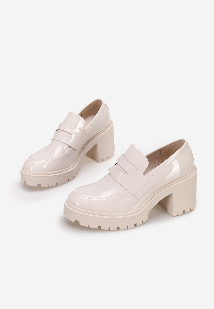 Μοκασίνια με τακουνι Sateia μπεζ Zapatos