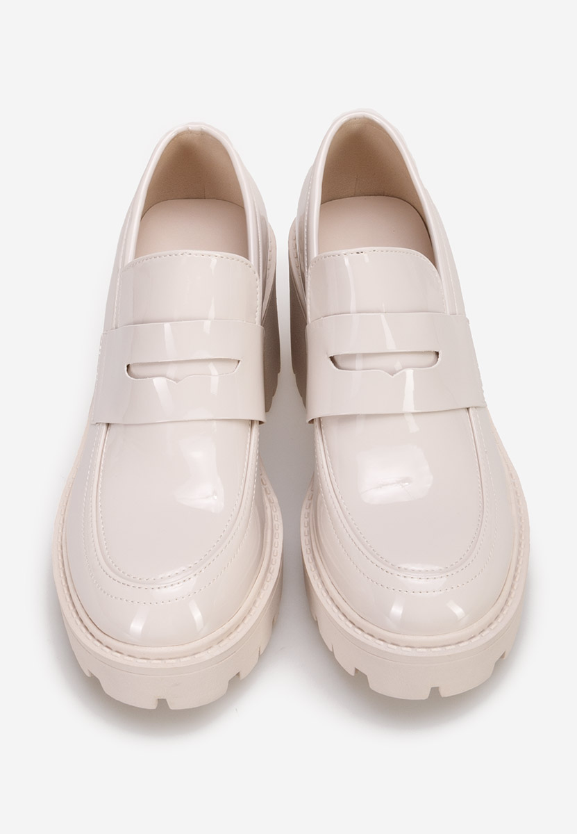 Μοκασίνια με τακουνι Sateia μπεζ Zapatos