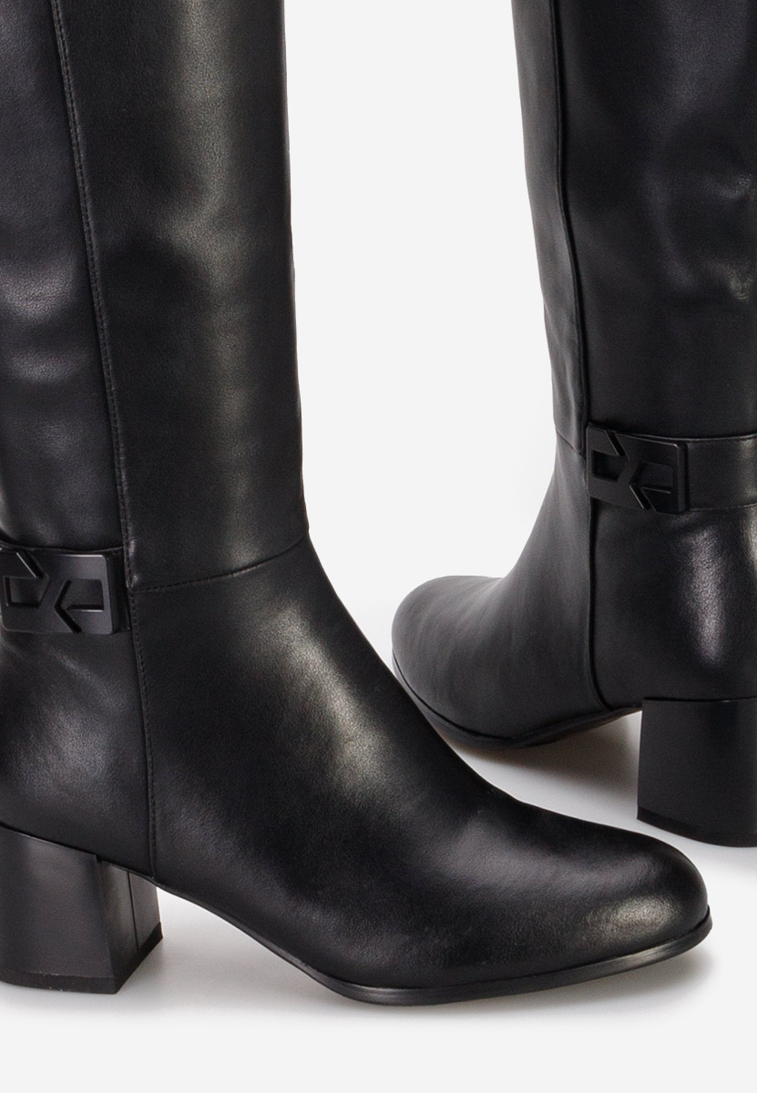 Γυναικειες δερματινες μποτες Spadana Μαύρα Zapatos