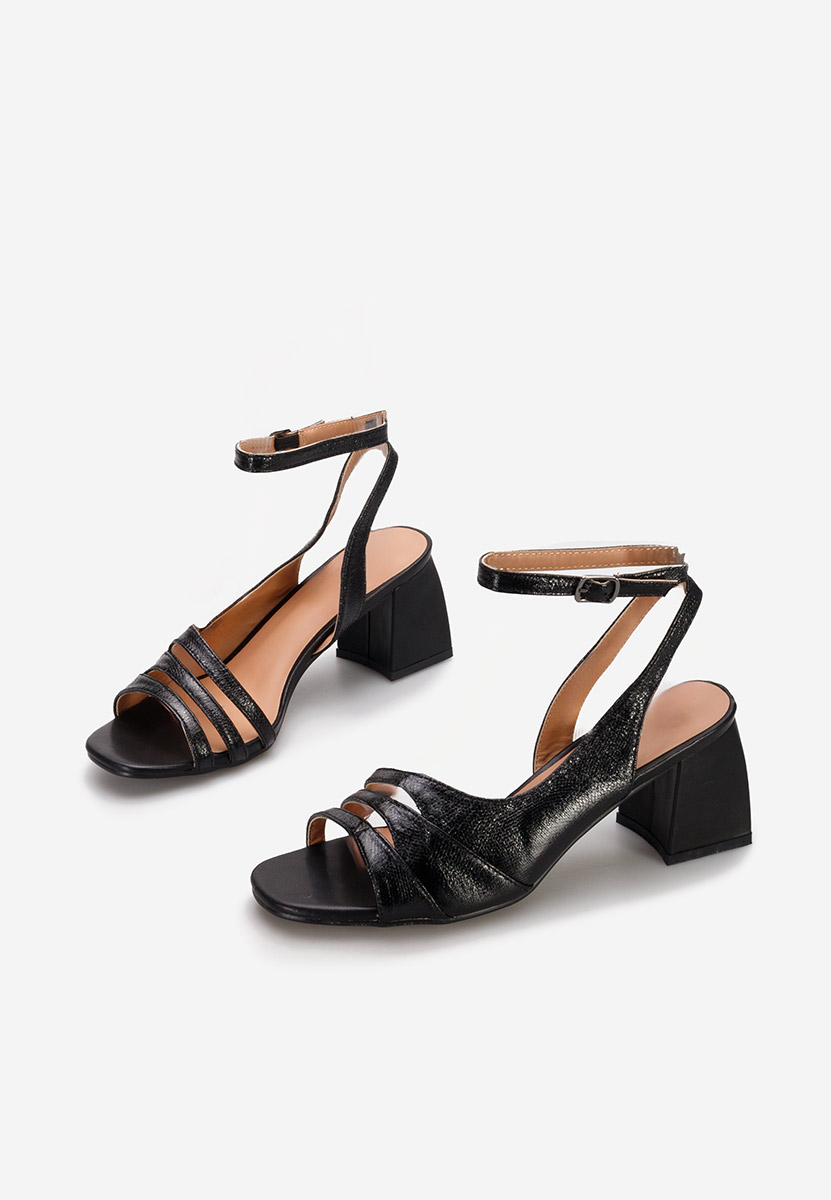 Πέδιλα με χοντρο τακουνι Lorelai Μαύρα Zapatos