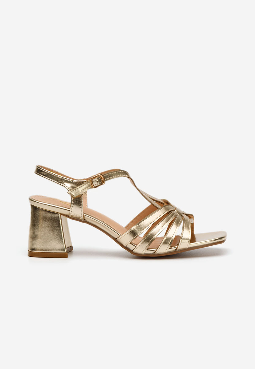Πέδιλα με χοντρο τακουνι Zoyra χρυσα Zapatos