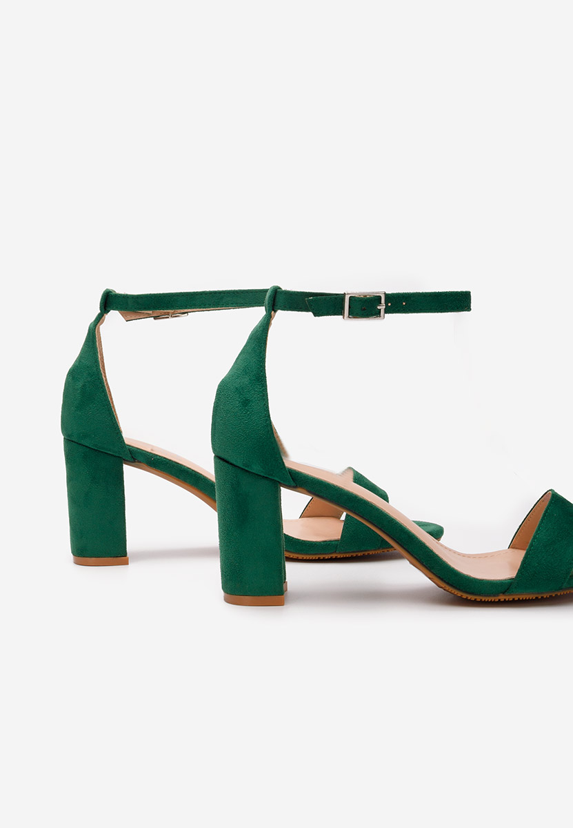 Πέδιλα με χοντρο τακουνι Dulinia πρασινο Zapatos