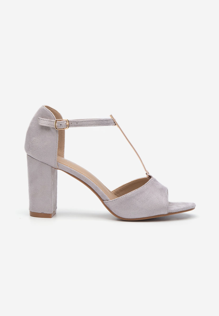 Πέδιλα με χοντρο τακουνι Krista γκρι Zapatos