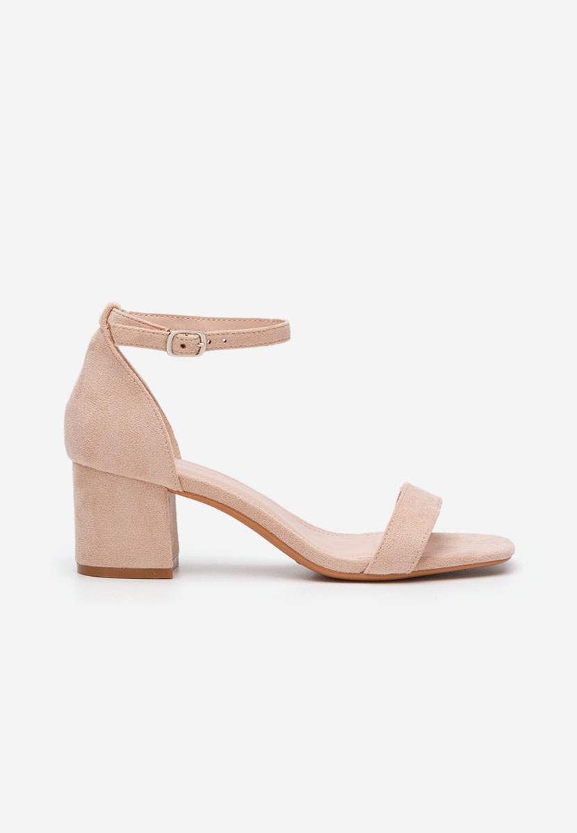 Πέδιλα με χοντρο τακουνι Lilea V3 μπεζ Zapatos
