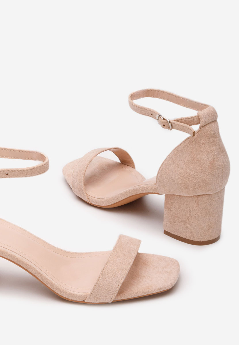 Πέδιλα με χοντρο τακουνι Lilea V3 μπεζ Zapatos