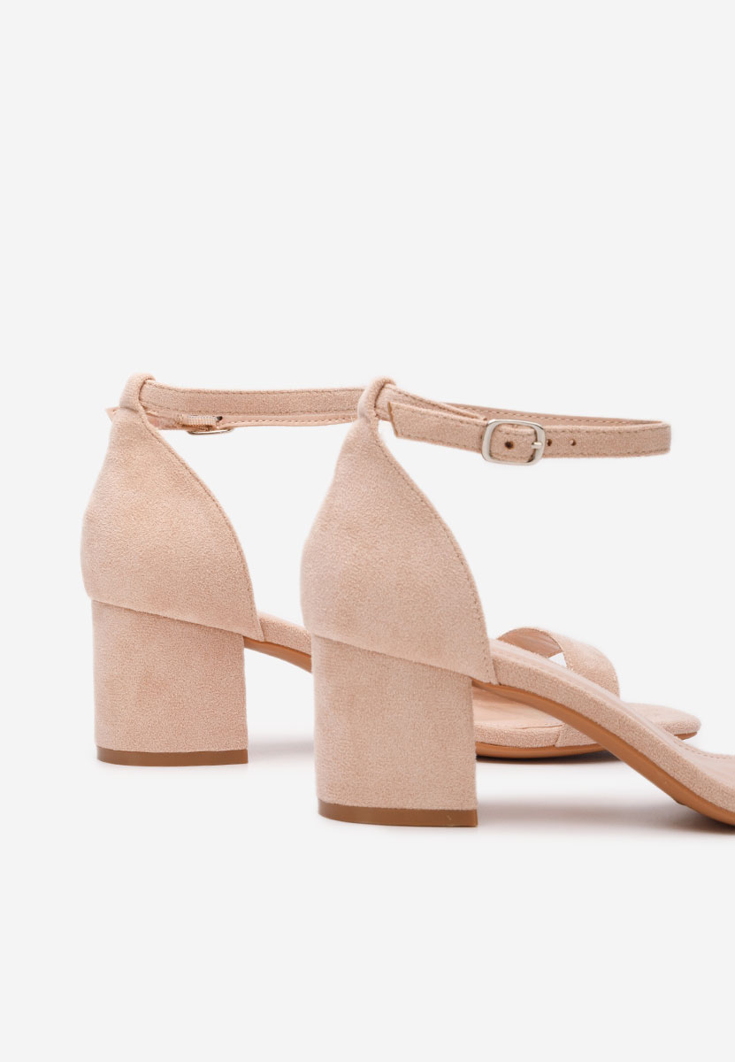 Πέδιλα με χοντρο τακουνι Lilea V3 μπεζ Zapatos