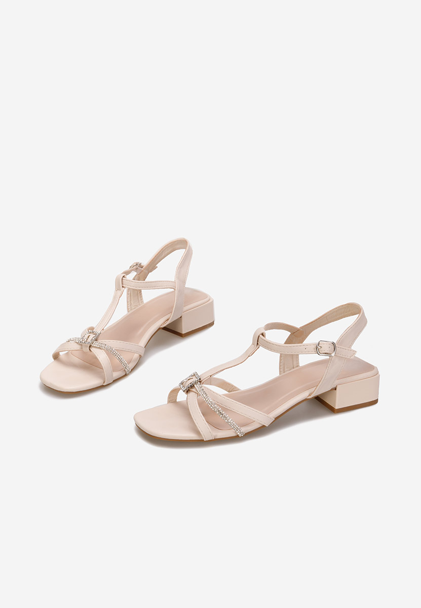 Πεδιλα με χαμηλο τακουνι Sabina μπεζ Zapatos