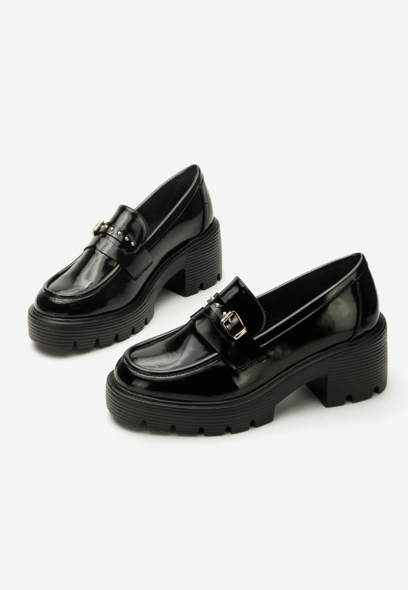 Loafers γυναικεια με τακουνι Carlyn μαύρα Zapatos