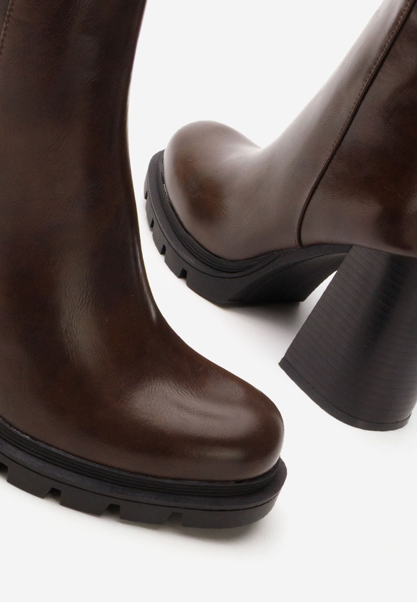 Μποτάκια με χοντρό τακούνι Neolia καφε Zapatos