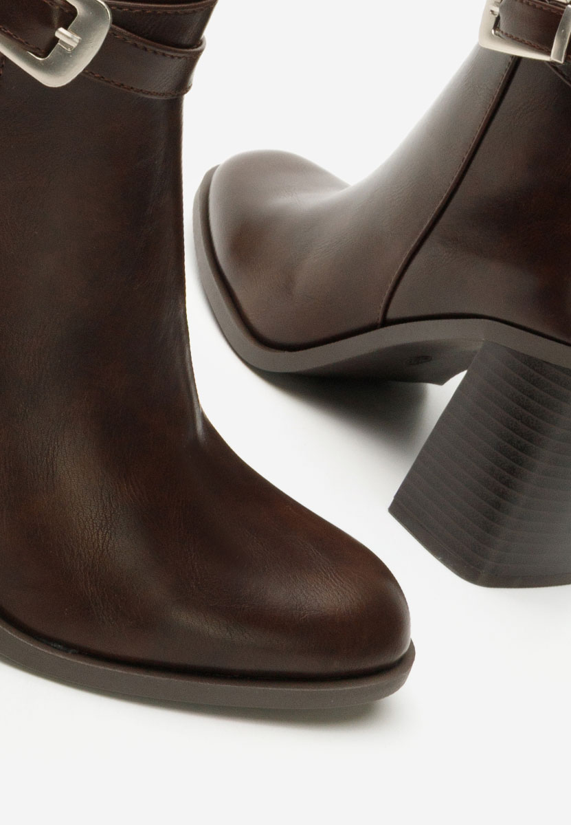 Μποτάκια με χοντρό τακούνι Reica καφε Zapatos