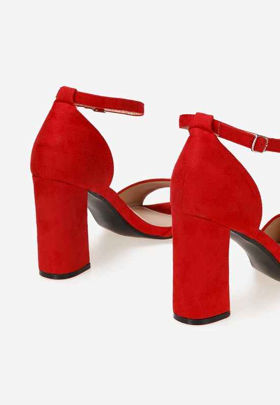 Πέδιλα με χοντρο τακουνι κοκκινο Liunda Zapatos