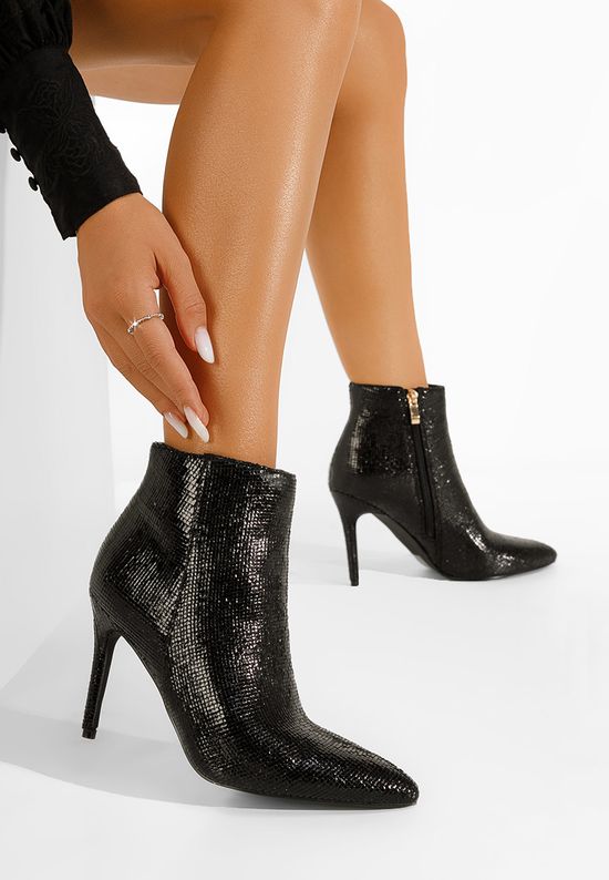 Μποτάκια με λεπτο τακουνι Μαύρα Zarate Zapatos