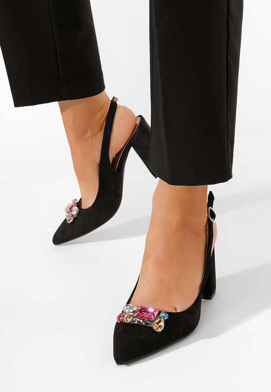 Γόβες slingback Rossana μαύρα Zapatos