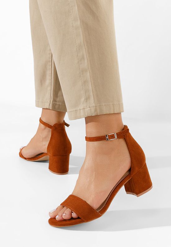 Πέδιλα με χοντρο τακουνι Nomeria καφε Zapatos