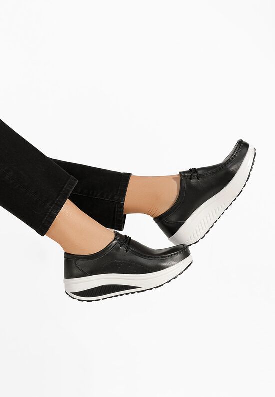 Δερμάτινα μοκασινια γυναικεια Carine μαύρα Zapatos
