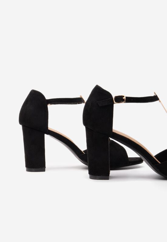 Πέδιλα με χοντρο τακουνι Krista Μαύρα Zapatos
