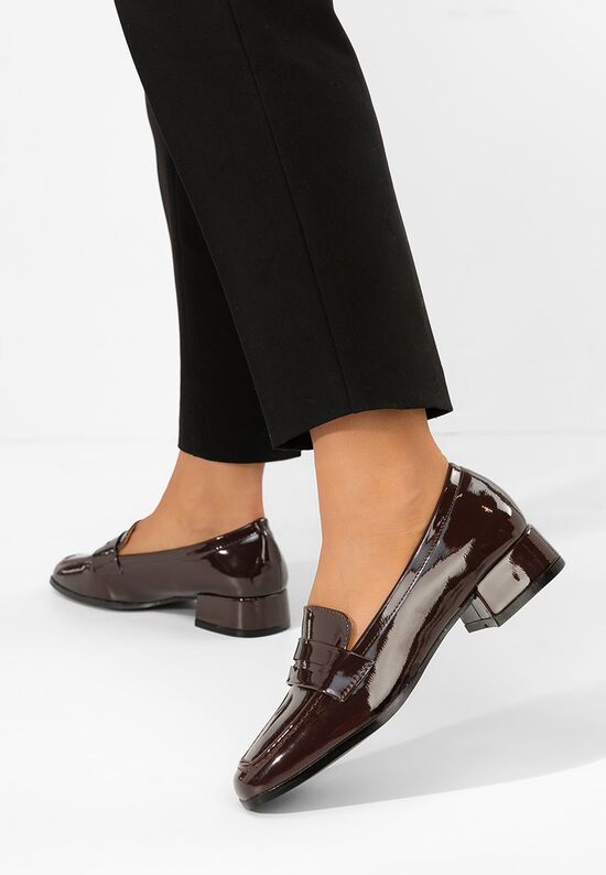Loafers γυναικεια με τακουνι Kirada καφε Zapatos